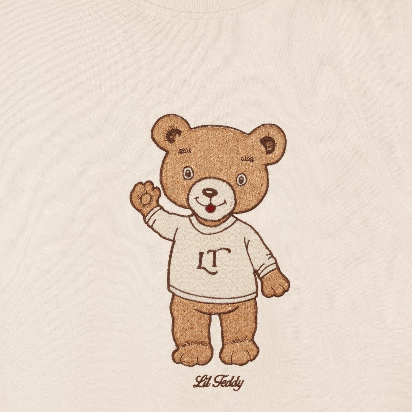 Bigger Teddy Oversized Signature Embroidered Pullover Beige – Lil Teddy